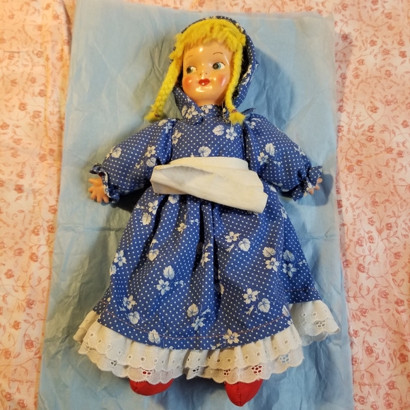 Other | Antique Or Very Old Rag Doll With Celluloid Face And Rubber Hands | Poshmark